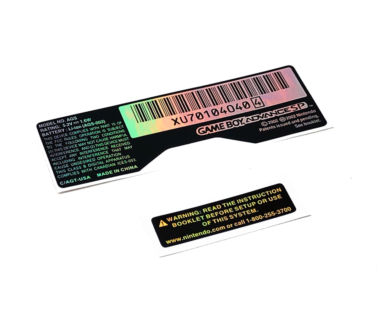 GBASP Game Boy Advance SP Holographic Sticker/Label Set – Retro Game ...