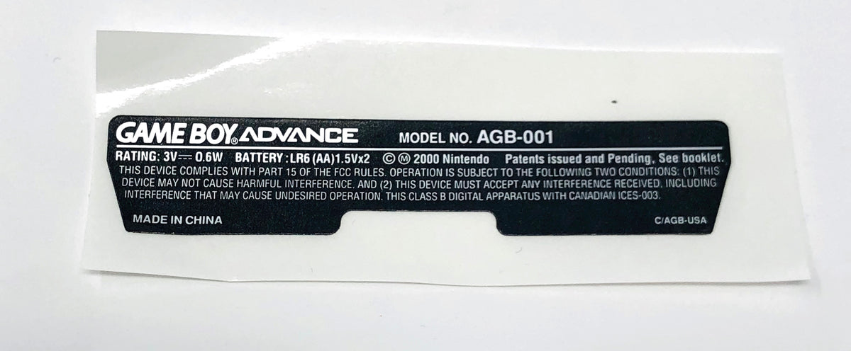 GameBoy Advance [GBA] Model Sticker – Retro Game Repair Shop