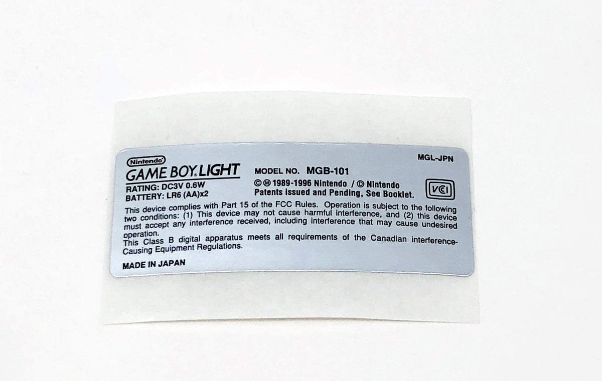 Game Boy Light Model Sticker – Retro Game Repair Shop