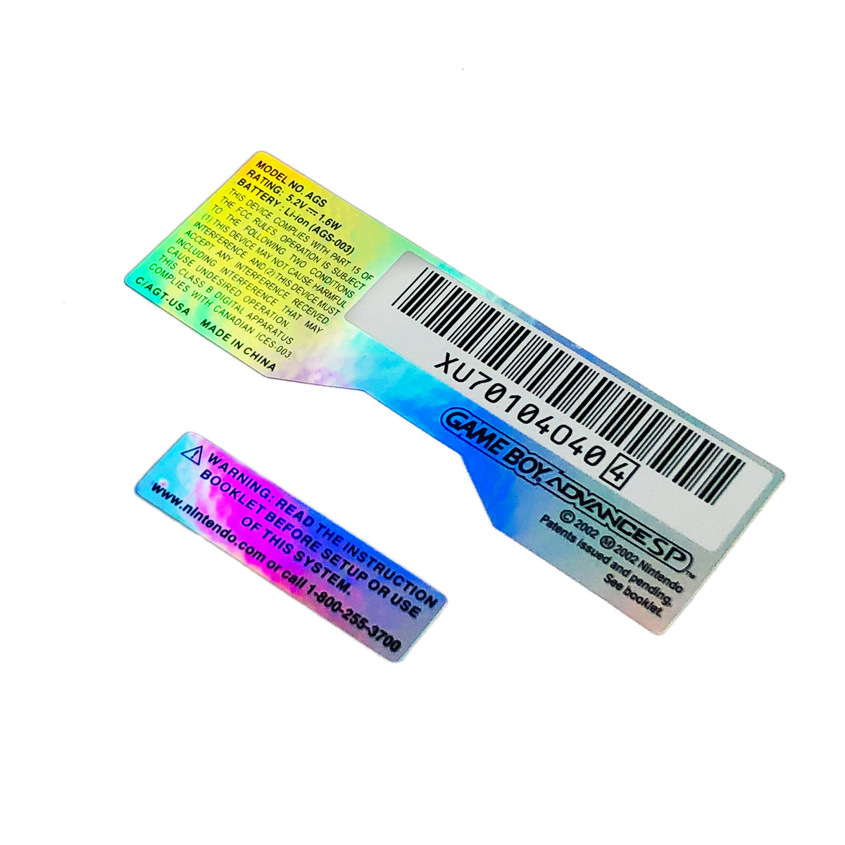 GBASP Game Boy Advance SP Holographic Sticker/Label Set - Silver ...